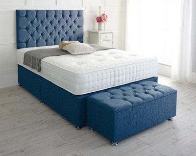 Chesterfield Chenille Divan Bed, with Pocket Mattress & Ottoman Storage ...