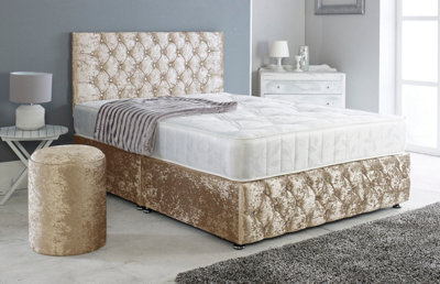 Chesterfield Crushed Velvet Divan Bed, Ortho Mattress, Footboard ...