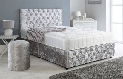 Chesterfield Crushed Velvet Divan Bed, Ortho Mattress, Footboard ...