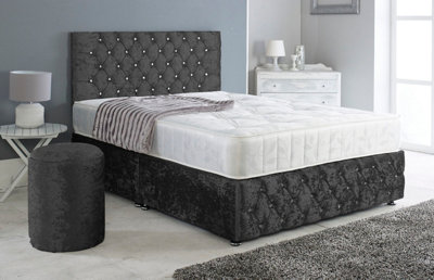 Chesterfield Crushed Velvet Divan Bed, Ortho Mattress, Footboard ...