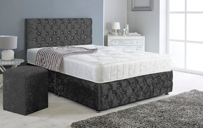 Chesterfield Crushed Velvet Divan Bed, Ortho Mattress, Footboard ...