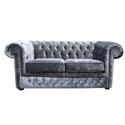 Chesterfield Crystal 2 Seater Sofa Modena Anthracite Black Velvet ...