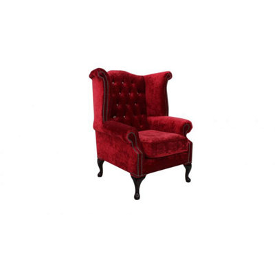 Chesterfield Crystal High Back Wing Chair Modena Pillarbox Red Real ...