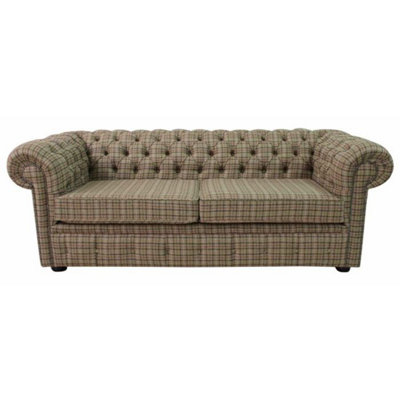 Chesterfield Genuine Arnold 3 Seater Sofa Balmoral Sage Green Wool In ...