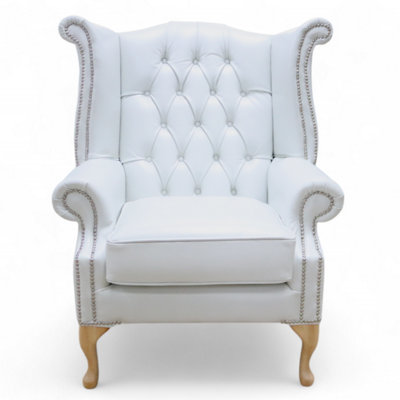 Chesterfield Georgian High Back Wing Chair Old English Ghost Leather In ...