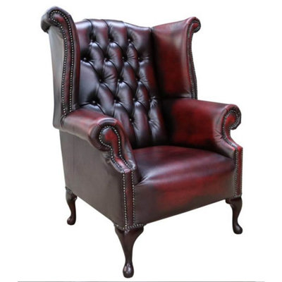 Chesterfield Handmade 1780 High back Wing chair Antique Oxblood Red ...