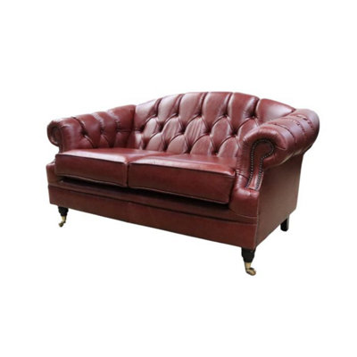 CHESTERFIELD HANDMADE 2 SEATER SOFA SETTEE OLD ENGLISH CHESTNUT LEATHER ...