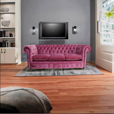 Chesterfield Handmade 3 Seater Sofa Settee Modena Rose Pink Velvet ...