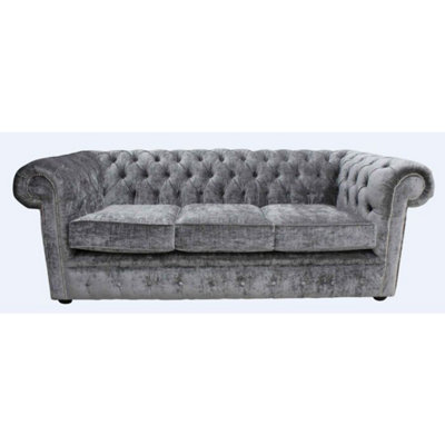 Chesterfield Handmade 3 Seater Sofa Settee Modena Smoke Grey Velvet ...