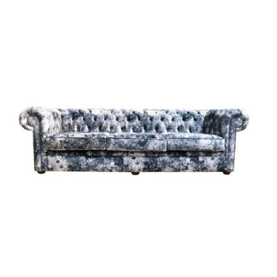 Chesterfield Handmade 4 Seater Sofa Abstract Print Soft Fabric In ...