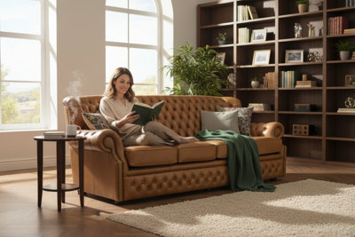 Chesterfield Handmade 4 Seater Sofa Old English Saddle Leather In Monks ...