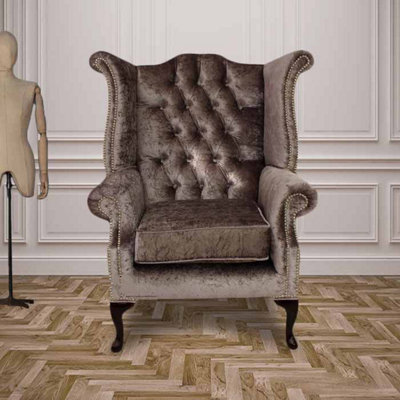 Chesterfield High Back Wing Chair Boutique Silver Real Velvet Bespoke ...