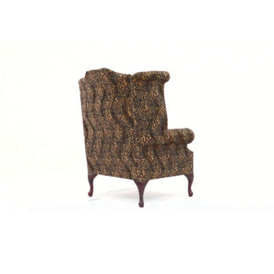 Chesterfield High Back Wing Chair Sand Leopard Animal Print Real Fabric ...