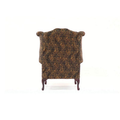 Chesterfield High Back Wing Chair Sand Leopard Animal Print Real Fabric ...