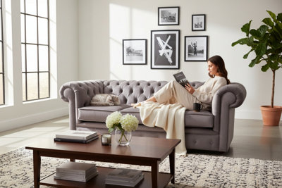 CHESTERFIELD ORIGINAL THOMAS 3 SEATER SOFA SETTEE TUSCANY LAVENDER IN ...