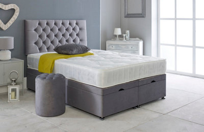 Chesterfield Plush Velvet Ottoman Storage Bed, with Ortho Mattress ...