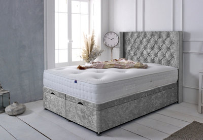Chesterfield Winged Crushed Velvet Ottoman Storage Bed, with Pocket ...