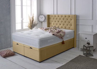 Chesterfield Winged Plush Velvet Ottoman Storage Bed, with Pocket ...