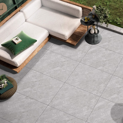 Chevrolet Light Grey Matt Stone effect porcelain outdoor Floor Tile ...