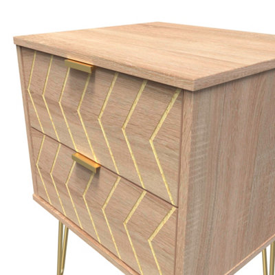 Chevron 2 Drawer Bedside Cabinet in Bardolino Oak (Ready Assembled)