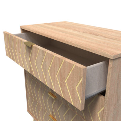 Chevron 4 Drawer Chest in Bardolino Oak (Ready Assembled)