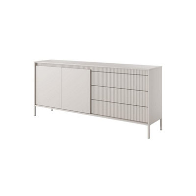 Chic and Versatile Sideboard Cabinet with Drawers (H)810mm (W)1870mm (D)400mm - Beige Matt | DIY ...