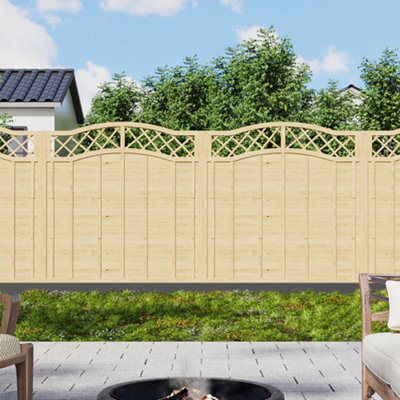 Chic Lattice Crowned Wooden Fence Panel for Enduring Garden Elegance ...