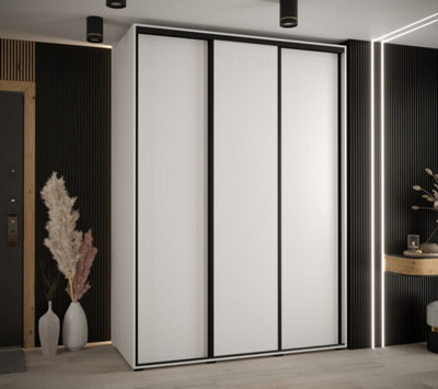 Chic White Sliding Wardrobe H2050mm W1700mm D600mm with Customisable ...