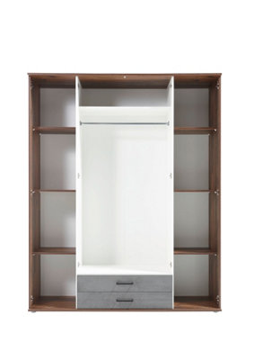 Chicago 4-Door Mirrored Wardrobe 159cm Old Style Dark & Grey Oxide ...