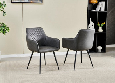 Chicago Dining Chair in Dark Grey PU - Stylish Modern Chair with ...