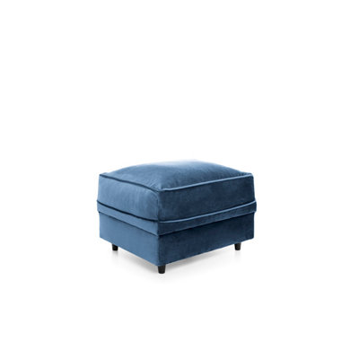 Chicago Velvet Footstool in Dark Blue