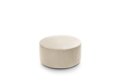 Chicago Velvet Quilted Swivel Footstool in Cream