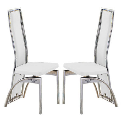 Chicago White Faux Leather Dining Chairs In Pair