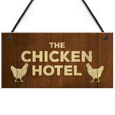 Chicken Signs And Plaque THE CHICKEN HOTEL Garden Sign Hanging Shed ...