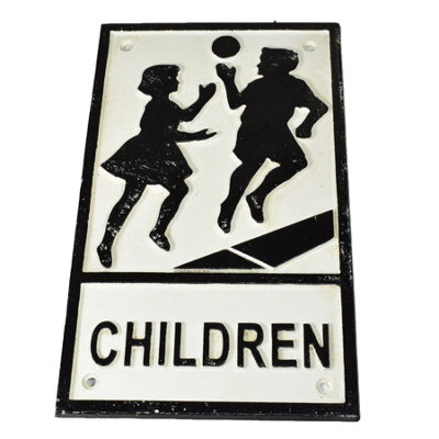 Children Playing Cast Iron Sign Plaque Door Wall House Fence Gate Post ...