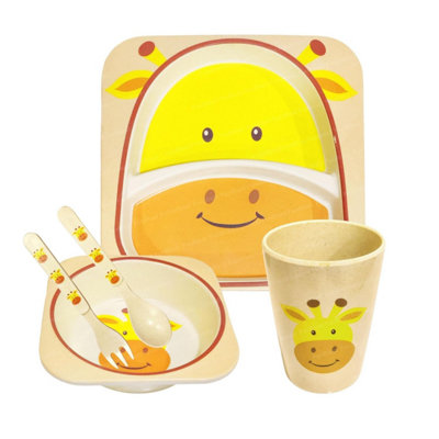 Children's 5 Piece Bamboo Dinner Set 100% Bamboo Fibre, Eco Friendly ...