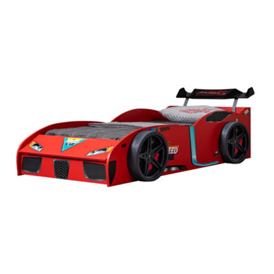 Children's Eco Speed Race Car Bed Frame In Red with Storage compartment ...