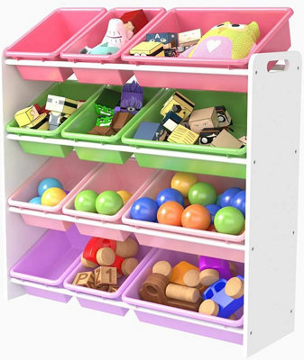 Children's Toy Storage Organizer with Bookshelf 12 Removable Plastic ...
