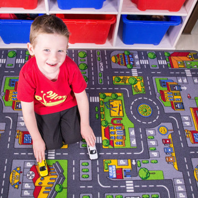 Children's Village Mat Kids Rugs Town Road Map City Cars Toy Rug Play ...