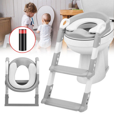 Children Toilet Seat & Ladder Toddler Training Step Up Easy Fold Down ...