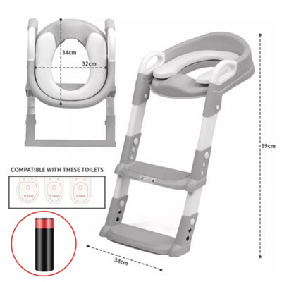Children Toilet Seat & Ladder Toddler Training Step Up Easy Fold Down ...