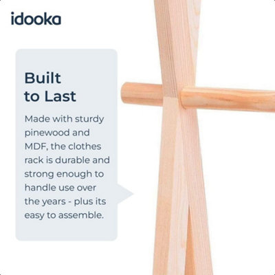 Childrens Clothes Rail Coat Rack Kids Wooden Hanging Dress Up Wardrobe ...