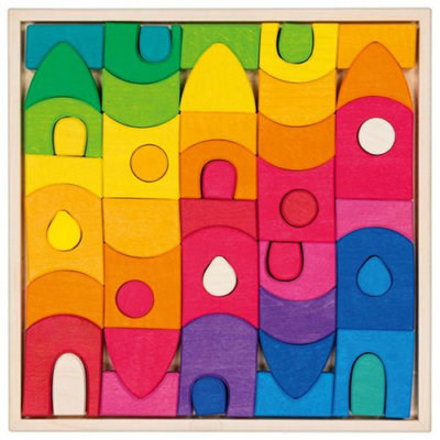 Childrens Wooden Building Bricks Morgana Kids Stacking Wood Block Toy ...