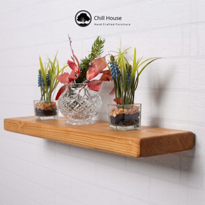 Chill House Rustic Floating Shelf 9x2 inch, Dark Oak, 110cm