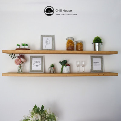 Chill House Rustic Floating Shelf 9x2 inch, Dark Oak, 140cm