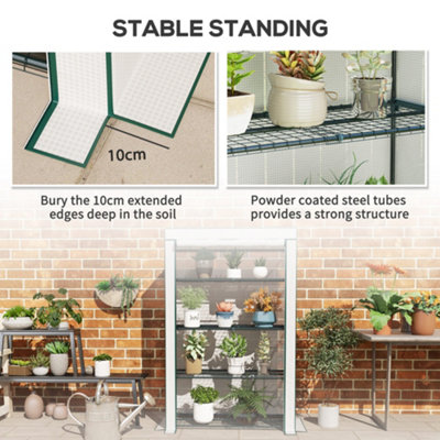 Chilli 4 Tier Lean-to Mini Greenhouse with Reinforced PE Cover ...