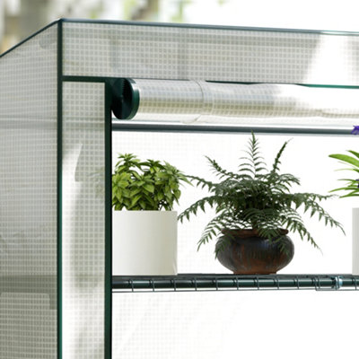 Chilli 4 Tier Lean-to Mini Greenhouse with Reinforced PE Cover ...