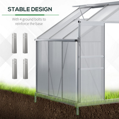 Chilli 6 x 4ft Lean to Wall Polycarbonate Greenhouse Aluminium Walk-in ...
