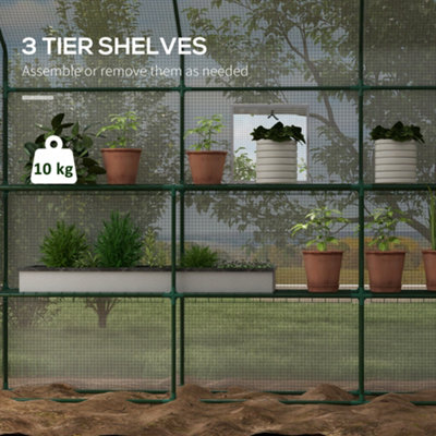 Chilli Walk-in Greenhouse with 3 Tier 12 Shelves, Small Greenhouse with ...
