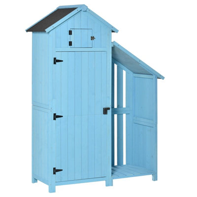 CHILLI Wooden Shed, Garden Storage Cabinet with Log Store, Waterproof ...